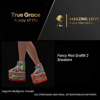Second Life Marketplace - Fancy Red Graffiti 2 Sneakers - Legacy
